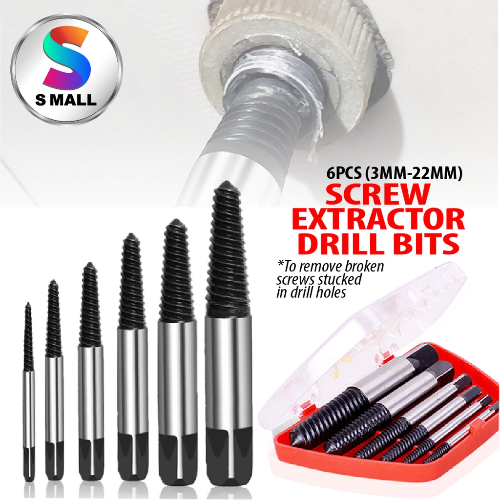 (3MM -22MM) 6PCS SCREW EXTRACTOR DRILL BITS SET Damaged Screw Bolts ...