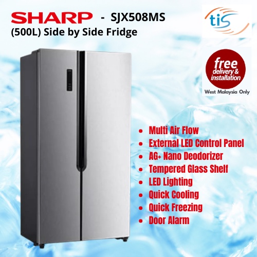 SHP-SJX508MS | Sharp 500L Side by Side Refrigerator | Shopee Malaysia