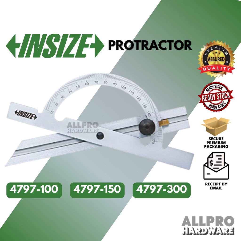 INSIZE 4797 Protractor Angle Ruler Movable Blade 100x150mm (4797-100 ...