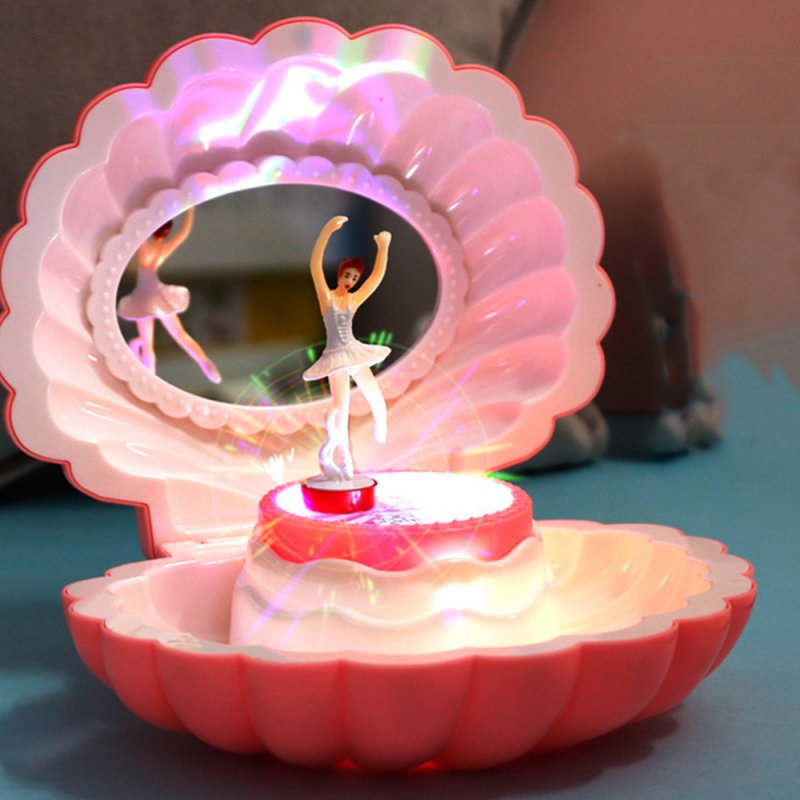 Shell Music Box Dancing Girl With Light Beautiful Mirror Jewelry Box ...