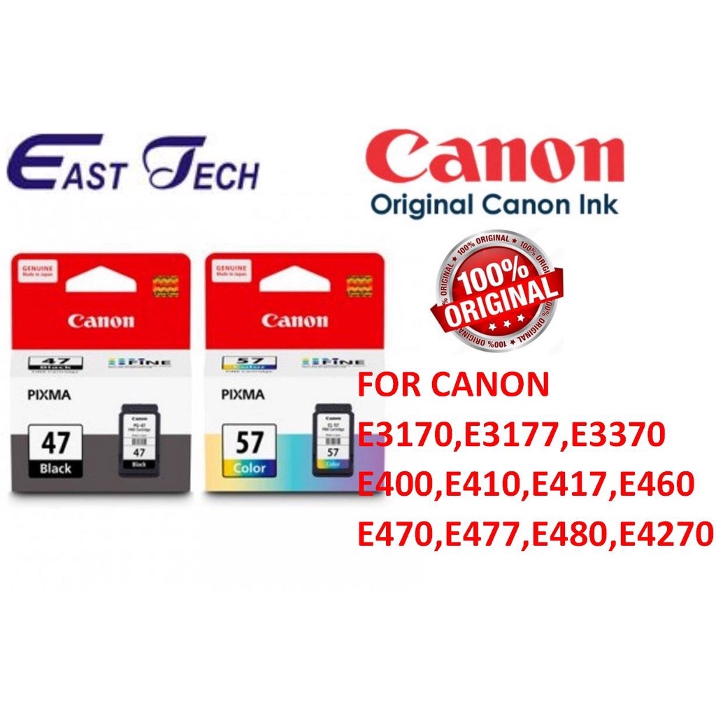 CANON PG47 / PG 47 / PG-47 BLACK AND CL57 / CL 57 / CL-57 COLOUR INK ...