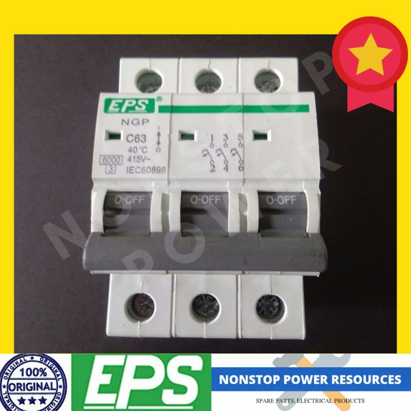 EPS C63 3Pole (6KA) MCB 63A Miniature Circuit Breaker (SIRIM) | Shopee ...