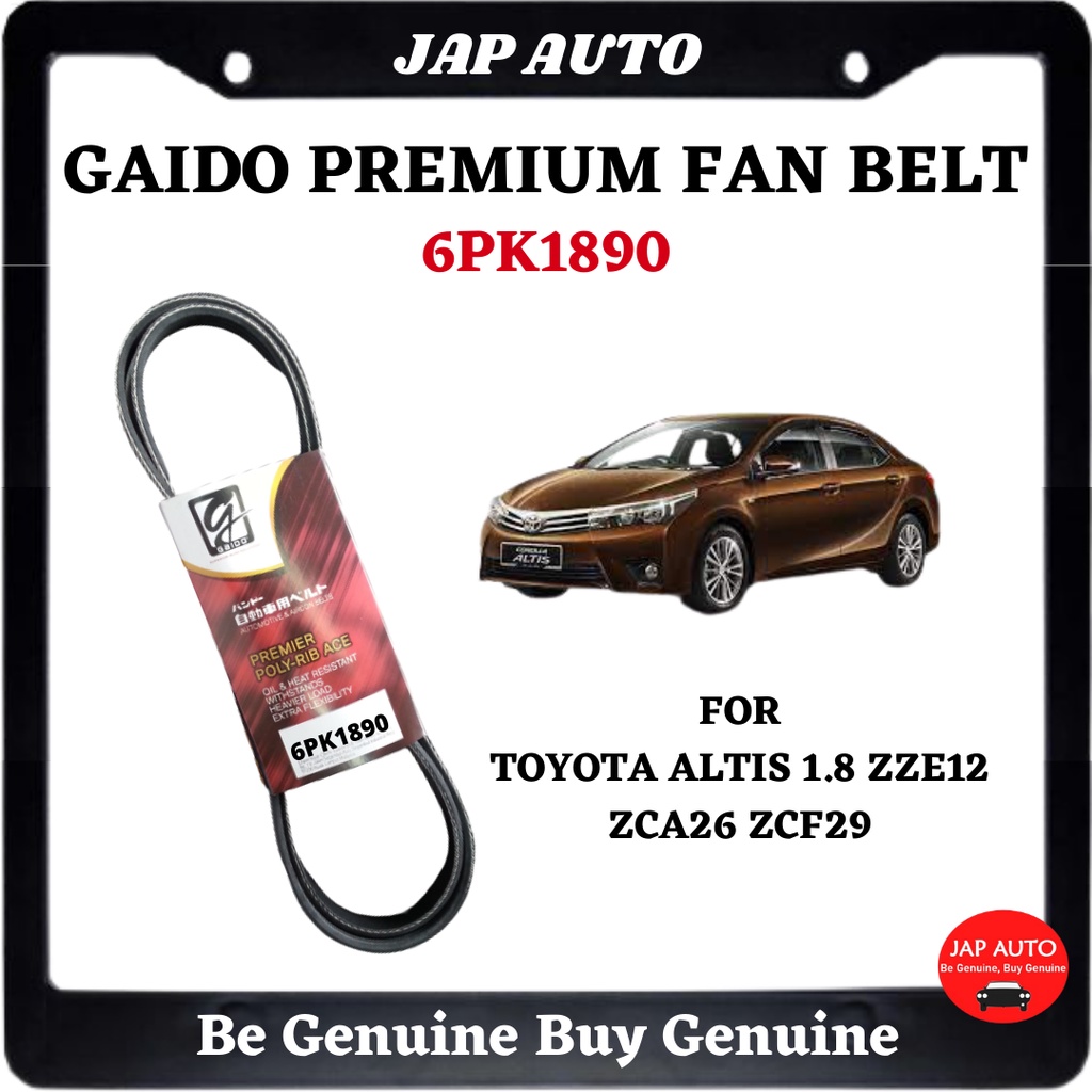 TOYOTA ALTIS 1.8 ZZE12 ZCA26 ZCF29 GAIDO PREMIUM FAN BELT - 6PK1890 ...
