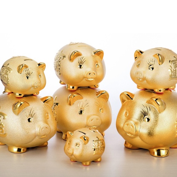 Ceramic Golden pig coin bank Piggy saving box Piglet home decoration ...