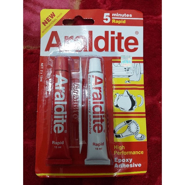 ORIGINAL RED 2 X 15ML ARALDITE RAPID CRYSTAL 5 MINUTES HIGH PERFORMANCE ...