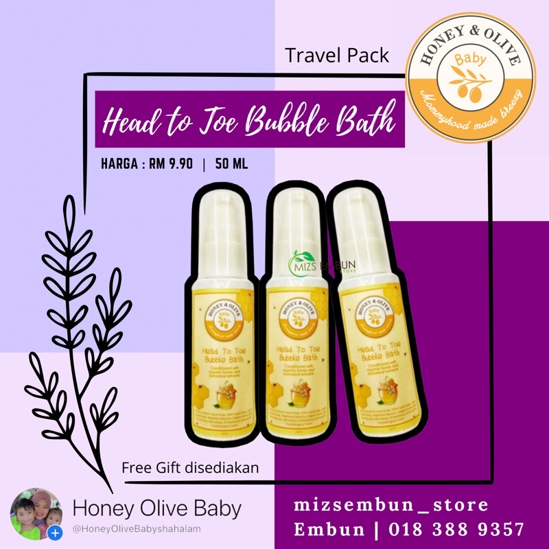 🔥Ready Stok🔥Mini tester HEAD TO TOE BUBBLE BATH BY HONEY OLIVE BABY ...