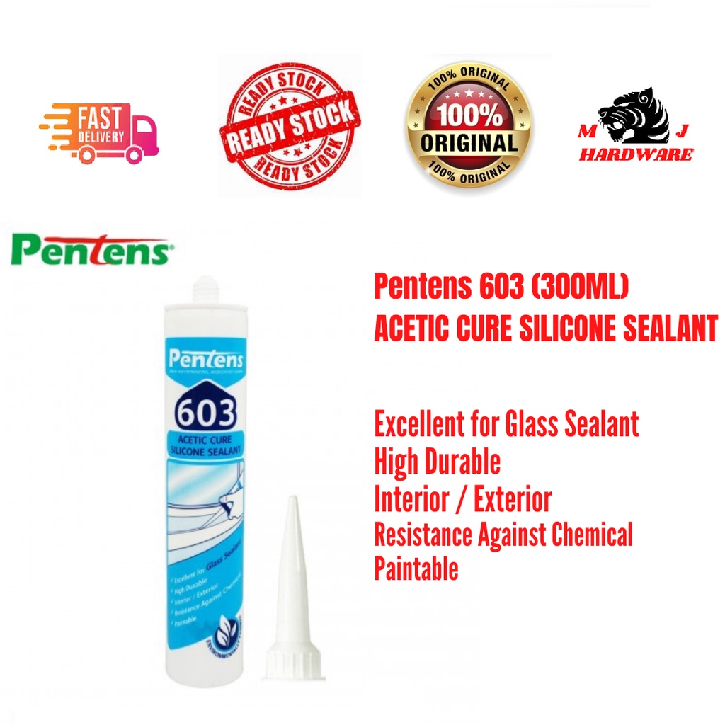 PENTENS 603 Acetic Cure Silicone Sealant Clear & White / pengedap ...