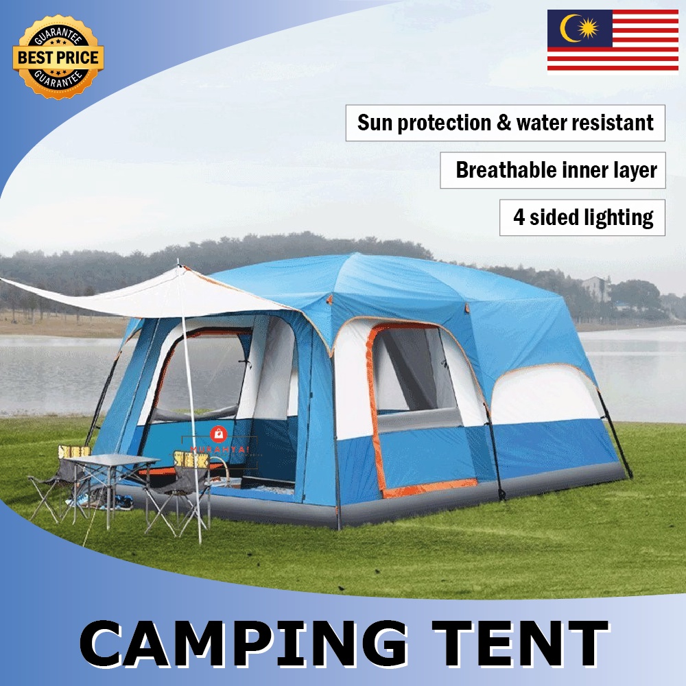 Khemah camping tent besar waterproof Kemah murah Outdoor family large 5 ...