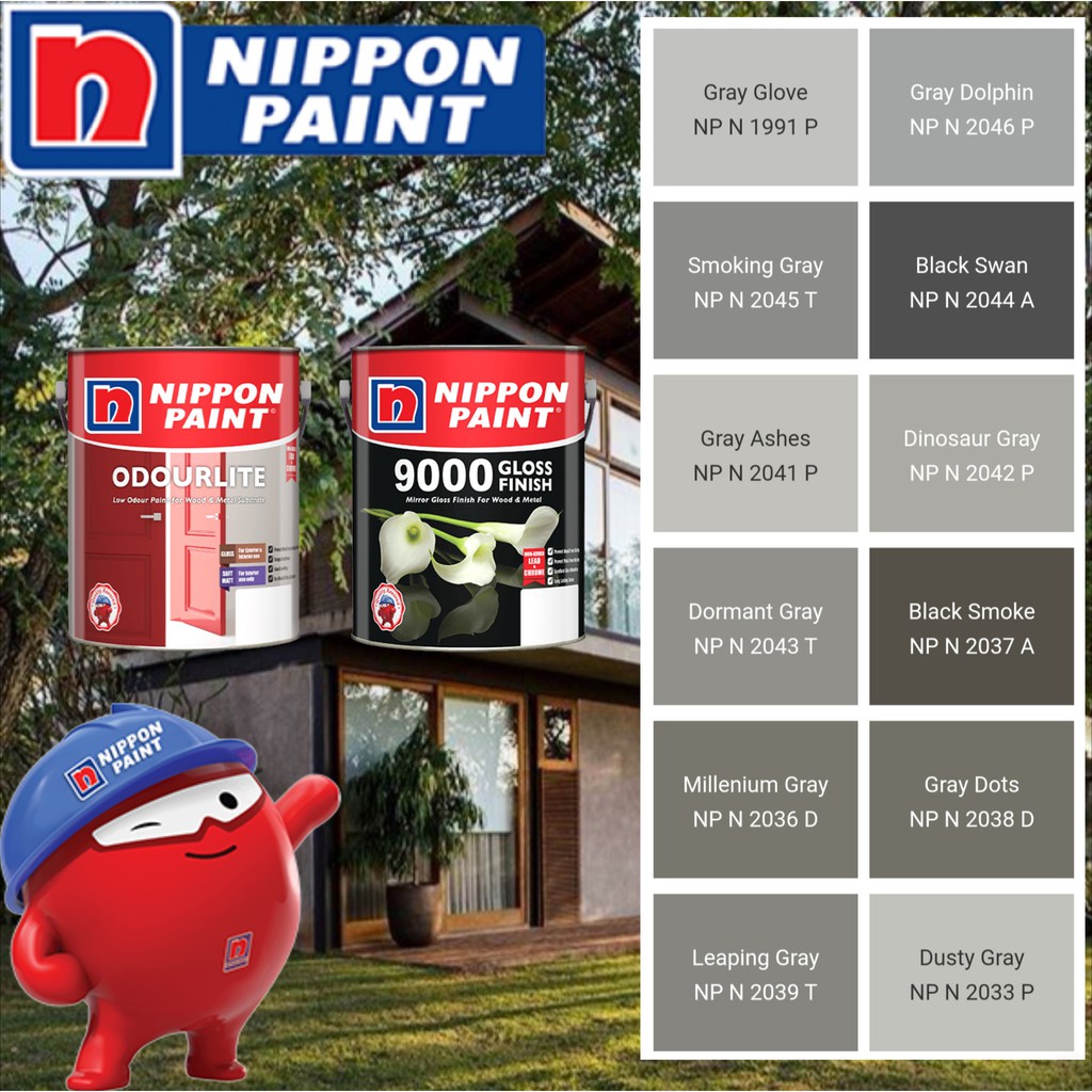 3. NIPPON WOOD & METAL GLOSS PAINT/ CAT MINYAK BESI & KAYU 1 LITER - GREY NO. 3/4 ( 9000 GLOSS ...