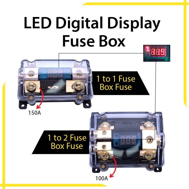 1PC Universal Digital Voltage Display Fuse Holder Car Amplifier Audio ...