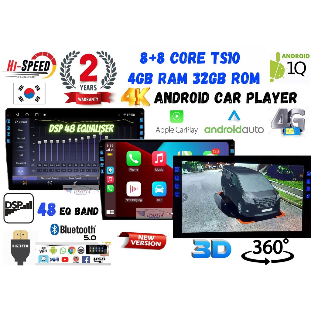 TS10 8+8 CORE 8GB RAM 128GB ROM ANDROID PLAYER + 3D&2D 360 SURROUND ...