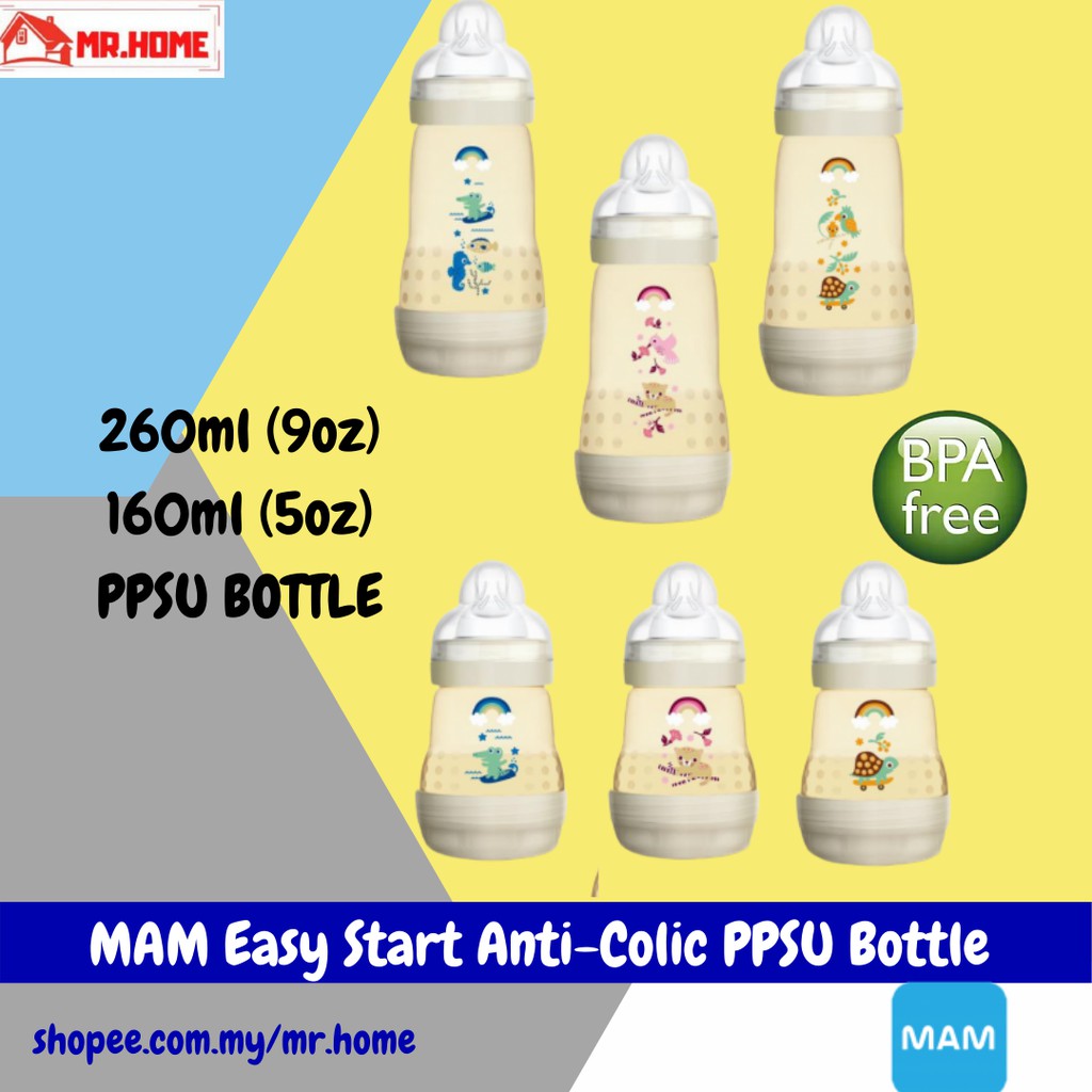 Botol Susu MAM Easy Start Anti-Colic PPSU Bottle Feeding 160ml (5oz) / 260ml (9oz) | Shopee Malaysia