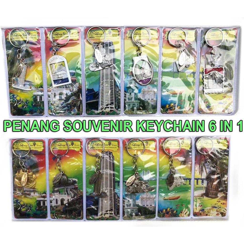 Malaysia Penang Souvenir Keychain 6 in 1 design / Gantungan Kunci ...
