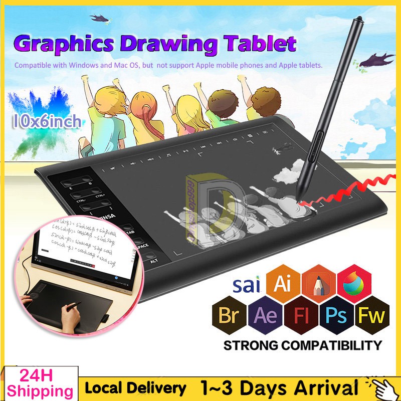 Graphic Tablet Drawing Tools With Battery-Free Stylus Drawing Tablet ...