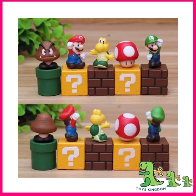 5pcs Super Mario And Friends Minifigures Birthday Cake Topper Luigi ...