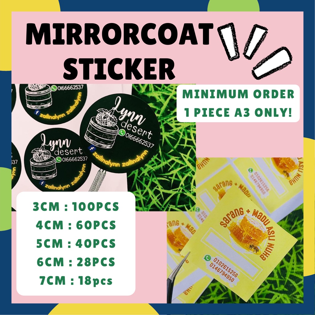 Sticker Mirrorcoat A3 / Print & Cut Only / Minimum 1 piece | Shopee ...