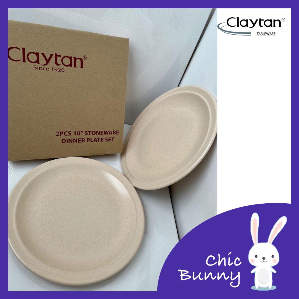 Claytan Stoneware Dinner Plate Set Speckle Beige Round Plate (10"x2pcs ...
