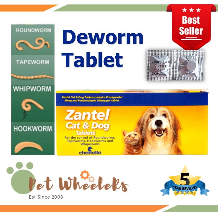 Zantel Cats & Dogs Deworm Tablet Ubat Cacing (1Biji / 1Tablet) | Shopee ...