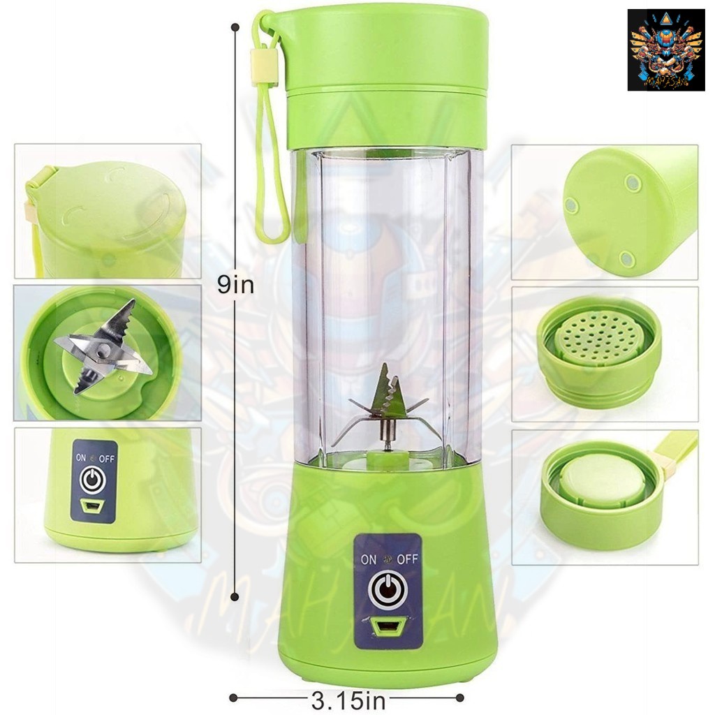 BLENDER JUS MINI/KISAR BUAH-BUAHAN 4 Blades Portable Bottle USB Blender ...