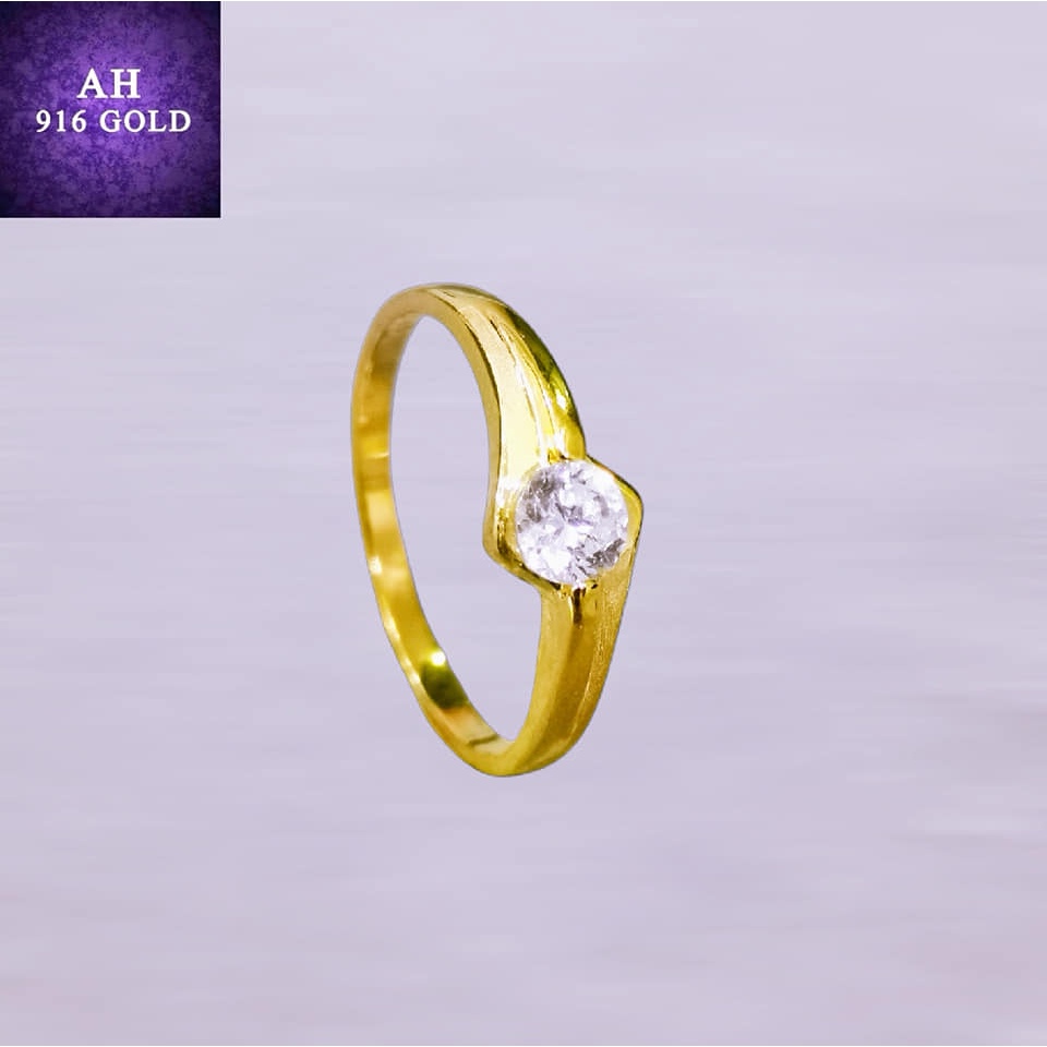 Cincin Tunang Emas 916 Permata 1 Size 16/Merisik/Kahwini/Nikah ...