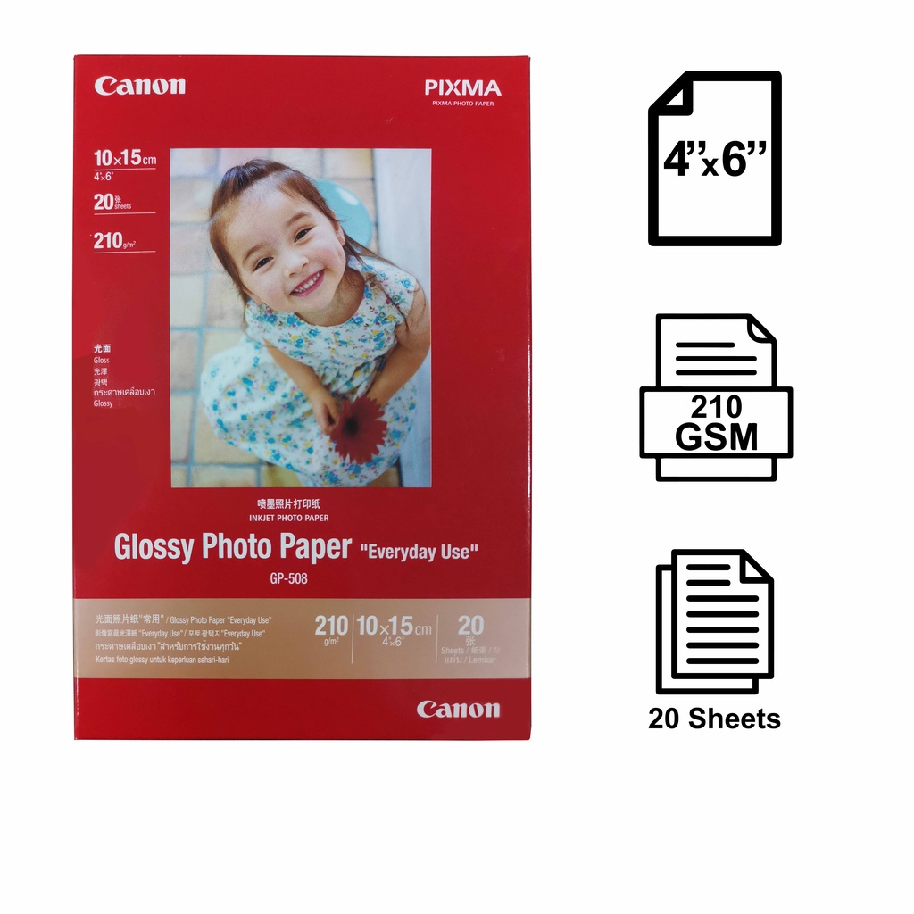 Canon GP-508 4R Glossy Photo Paper 210GSM (20 Sheets) | Shopee Malaysia