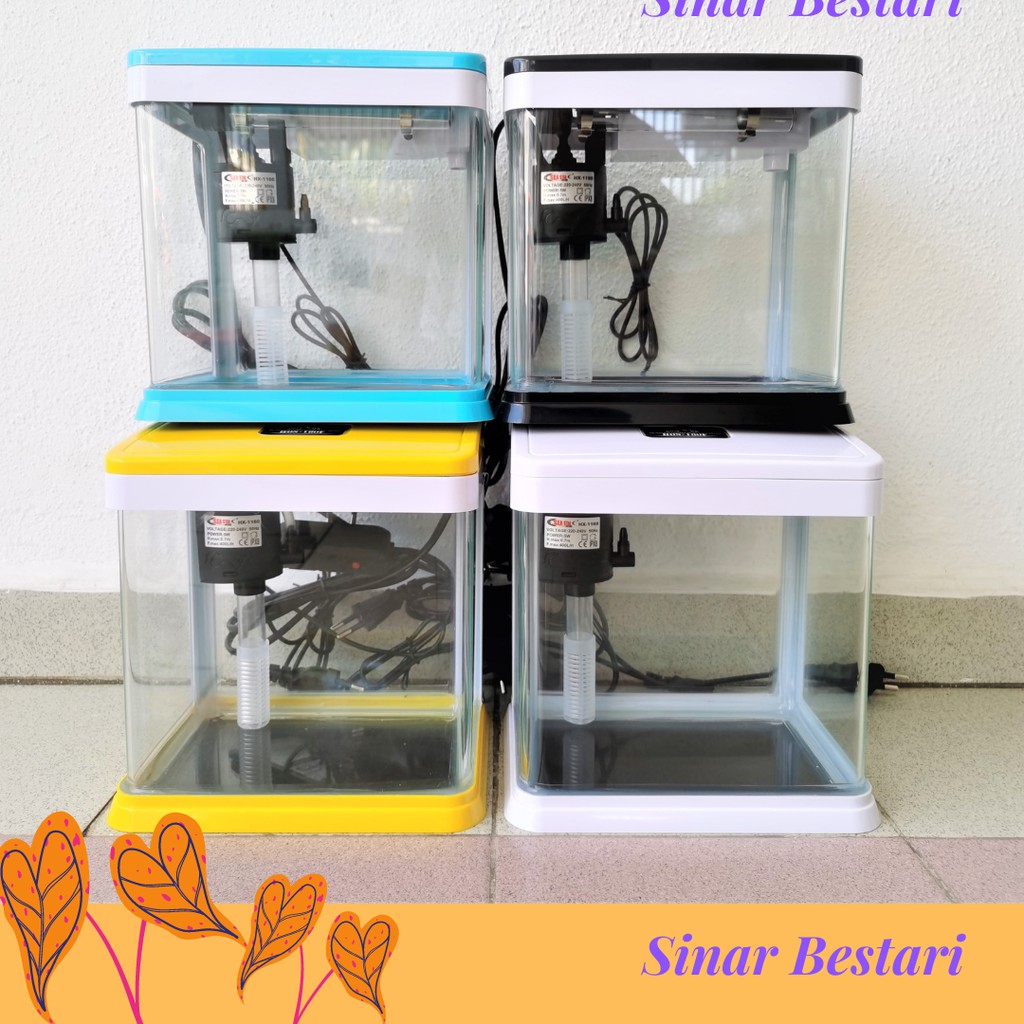 Sea Star Mini Akuarium HOS-180F Led With Pam Betta Set Aquarium Guppy ...