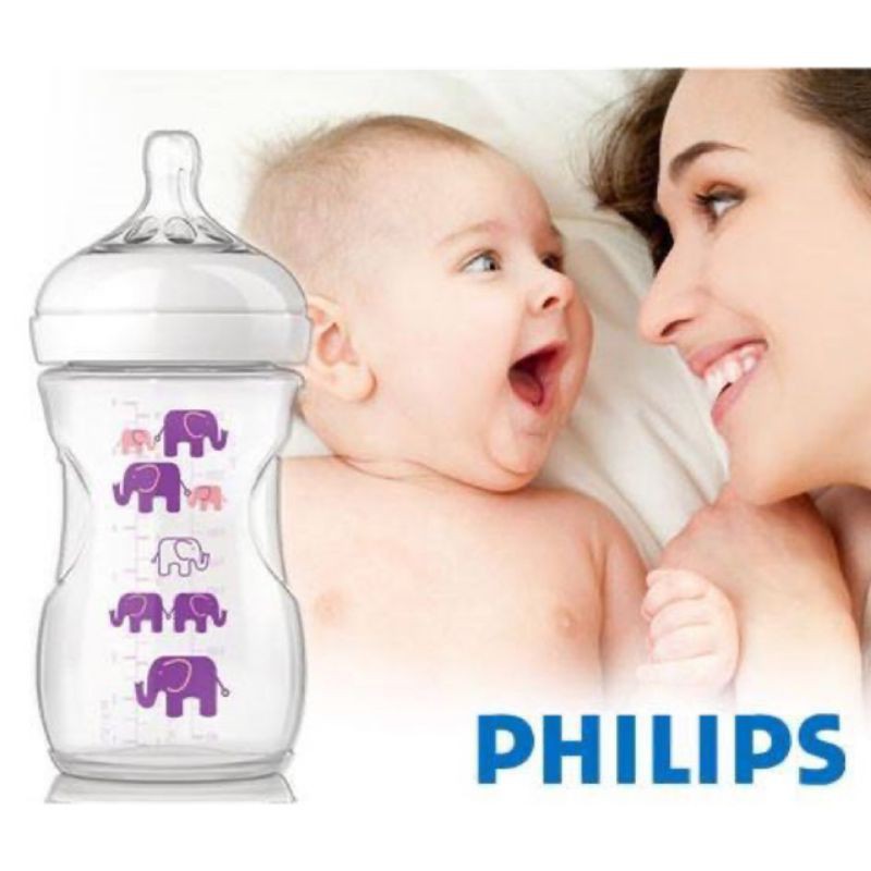 Philips Avent Natural Bottles Elephant Design (PinkPurple) - 9oz (260ml ...