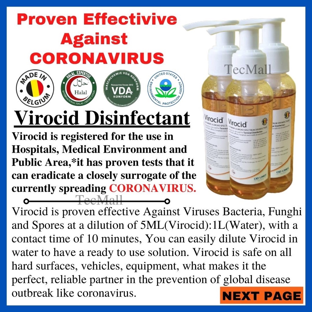 VIROCID Concentrated disinfectant and sanitizer Certified By EPA USA ...