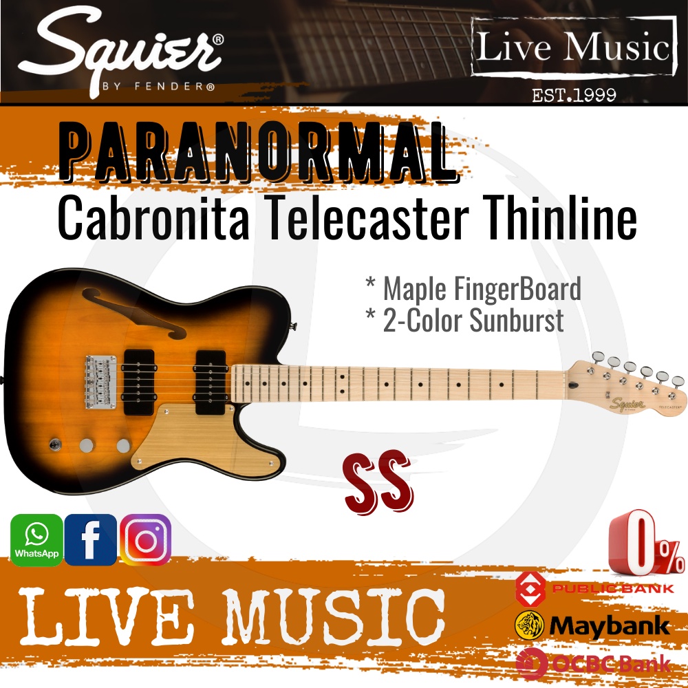 Squier Paranormal Series Cabronita Thinline Telecaster Electric Guitar ...
