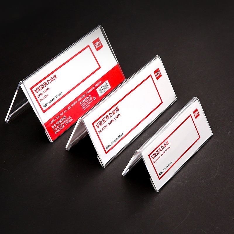 Desk label Acrylic V shape display Office Business Restaurant Price Lab ...