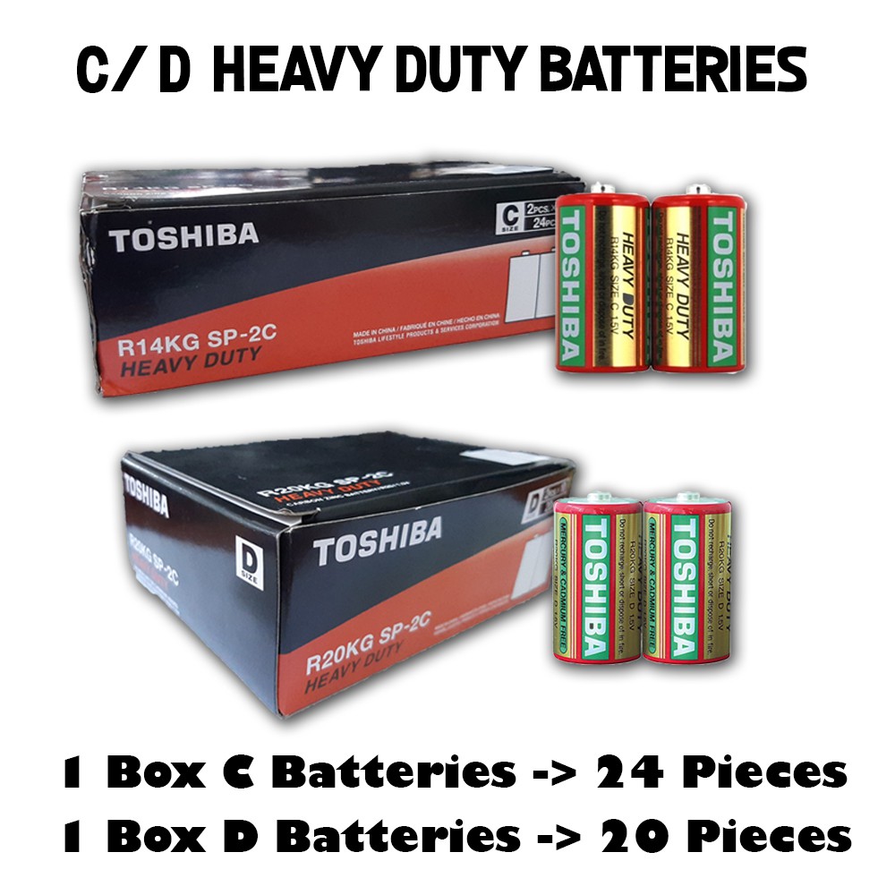 Toshiba C & D Size Heavy Duty 1.5V Battery / Bateri Saiz C & D Toshiba ...