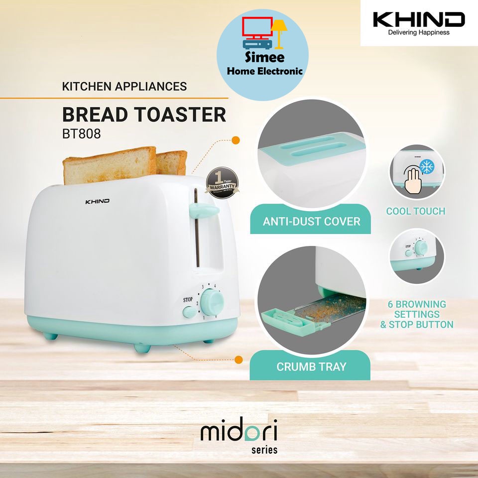 Khind Bread Toaster - Midori Series Pembakar Roti BT808 | Shopee Malaysia