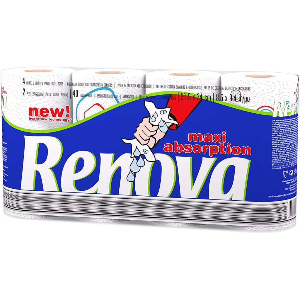 Renova Maxi Absorption Kitchen Tissue Paper Roll with New Hydrofolow ...