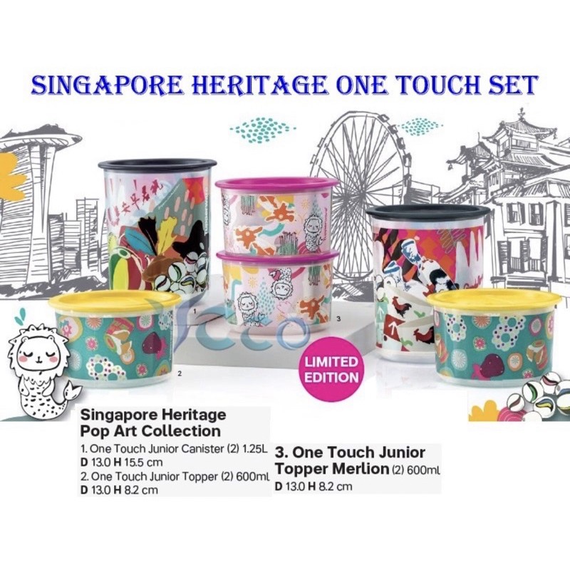 Tupperware Singapore Heritage One Touch Canister Balang Kuih | Shopee Malaysia