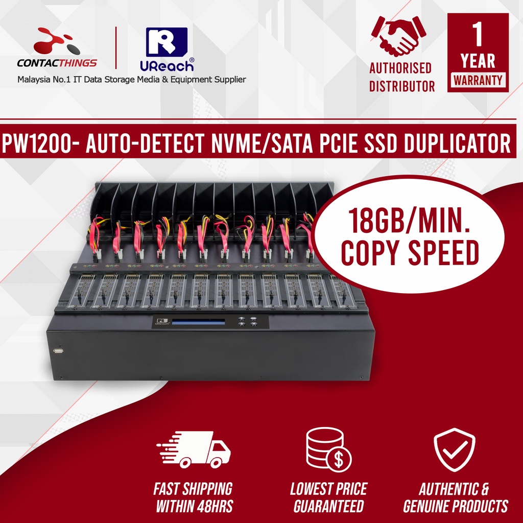 U-REACH 1 to 11 Auto-detect NVMe/SATA PCIe SSD Duplicator - PW1200H ...