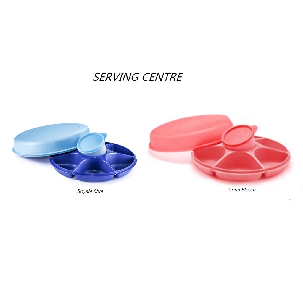 Tupperware Royale Blue / Coral Bloom Serving Centre Bekas Hidang Lauk Dengan Penutup Bekas Lauk ...