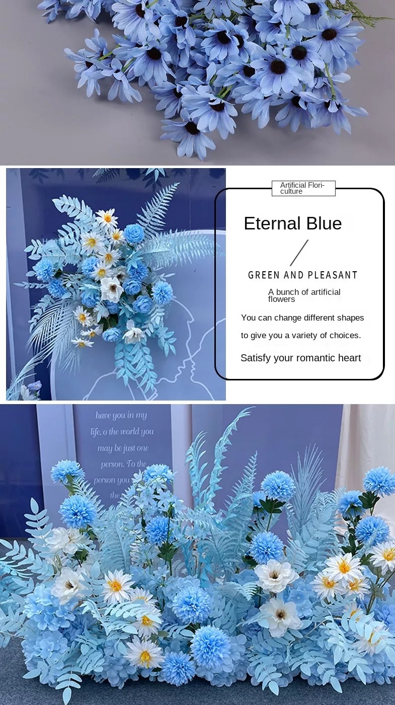 Blue series artificial flower blue simulation green blue wedding theme ...