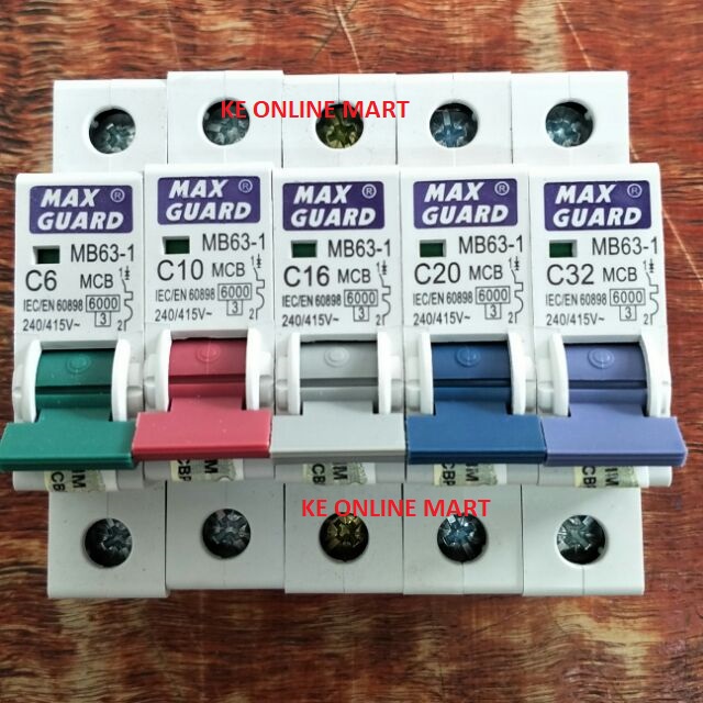 [SIRIM APPROVED] MAXGUARD MCB 1 POLE MCB 6A 10A 16A 20A 32A Miniature Circuit Breaker | Shopee ...