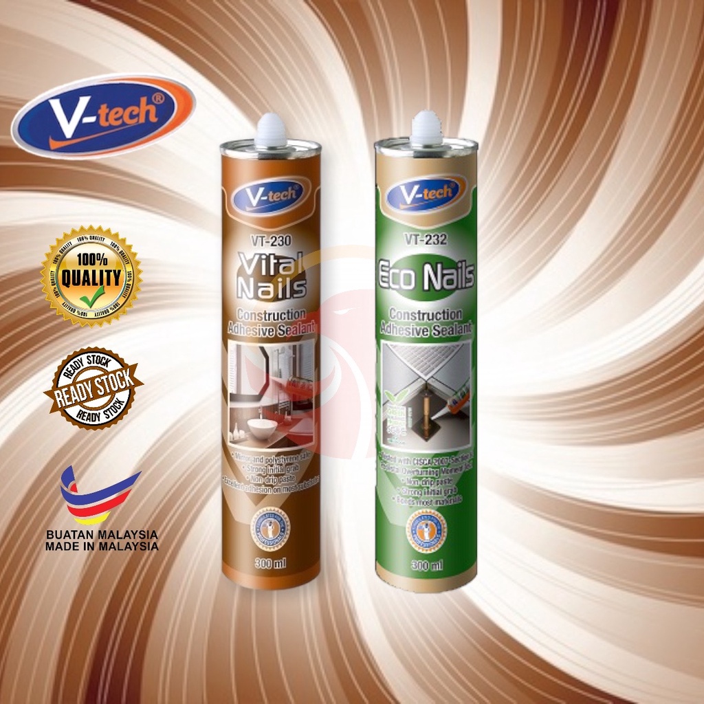 V-Tech VT-230 VT-232 Vital Nails Construction Adhesive Sealant Wainscoating (Brown) | Shopee ...