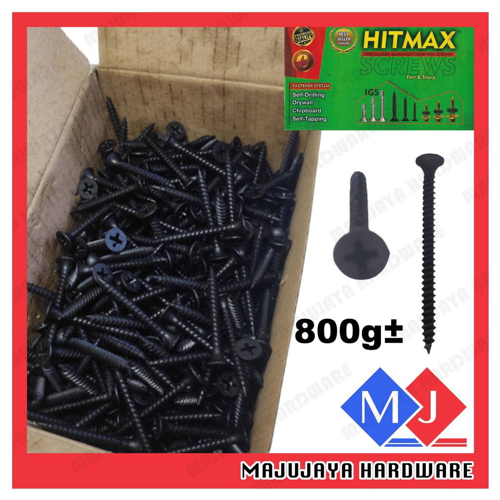 800g± HITMAX Quality Black Dry Wall Black Screw Driving Counter Sunk ...