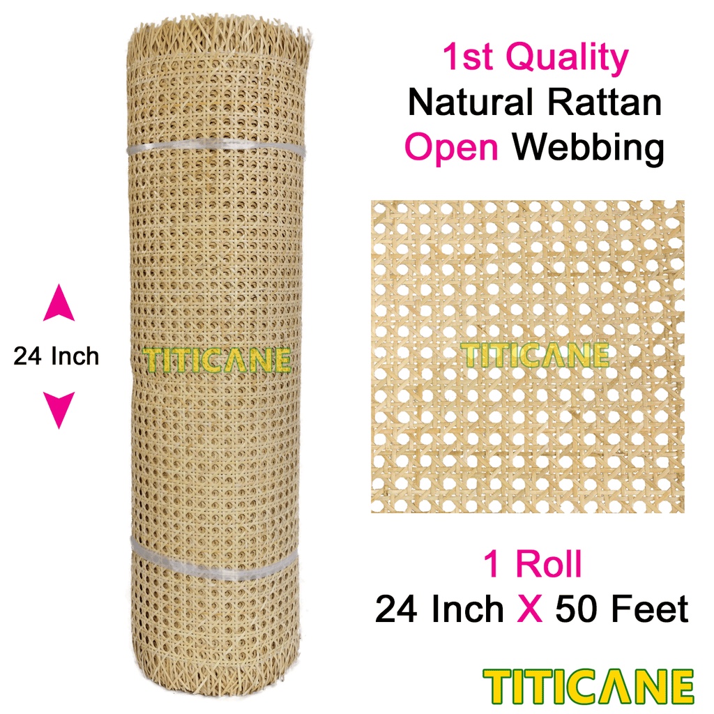 TITICANE Natural Rattan Open Webbing [ 24 Inch ] [ 1 Roll ] | Shopee ...