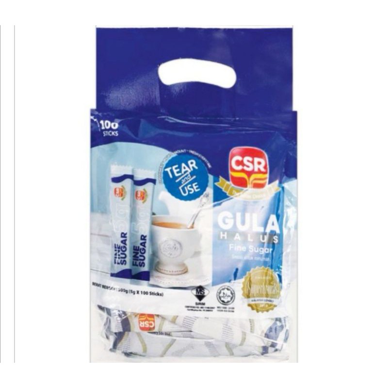 CSR FINE SUGAR Gula halus STICK / SACHET 500g 【5g x 100s】 | Shopee Malaysia