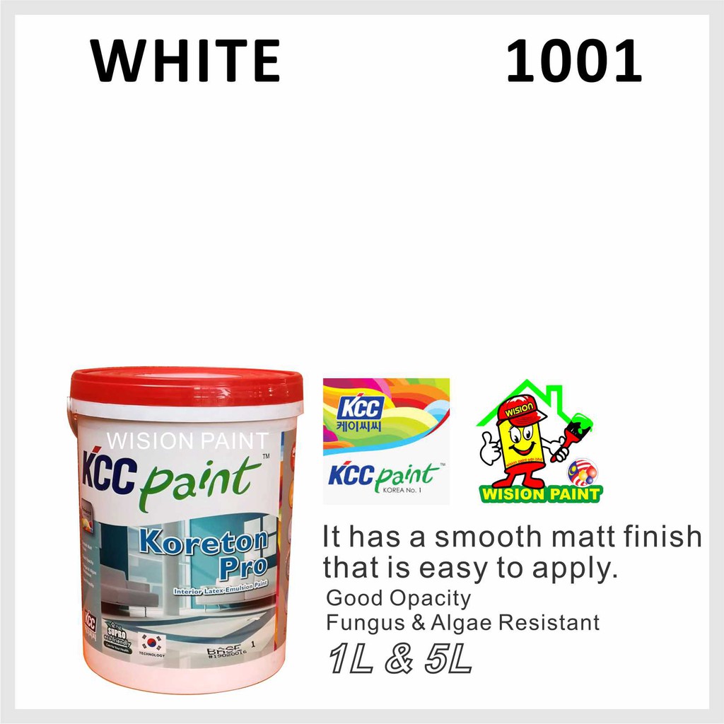 WHITE 1001 ( 5L ) KCC PAINT INTERIOR KORETON PRO PROFESSIONAL SERIES ...
