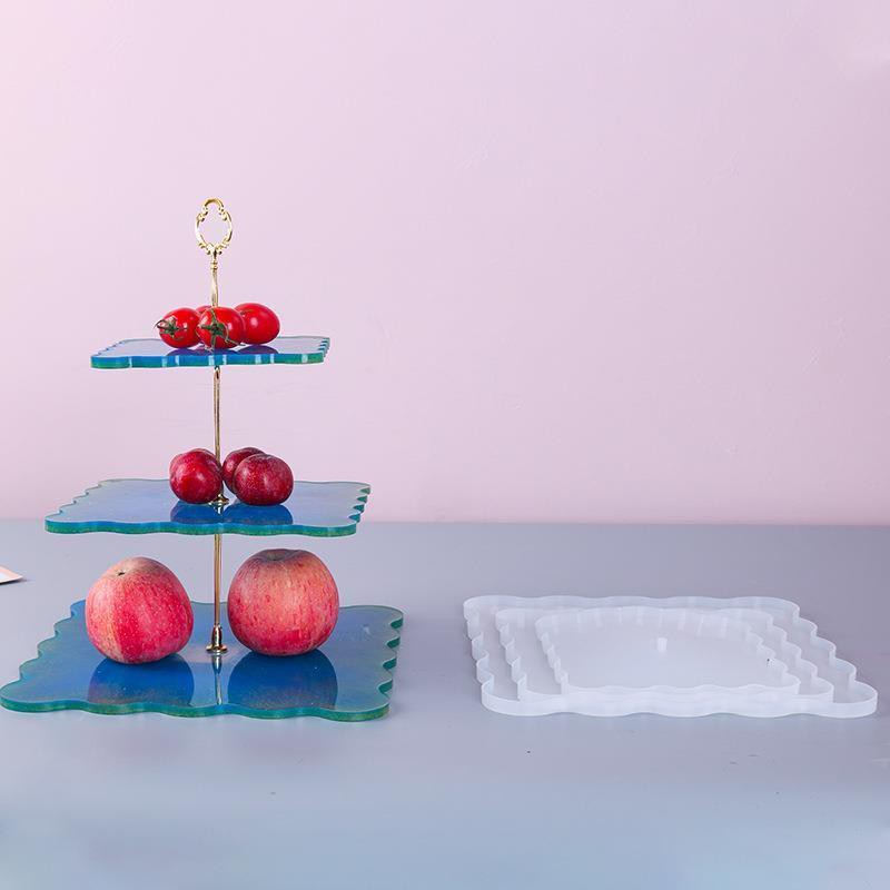 Handmade diy glue mold type square wave three-layer pallet mold resin ...