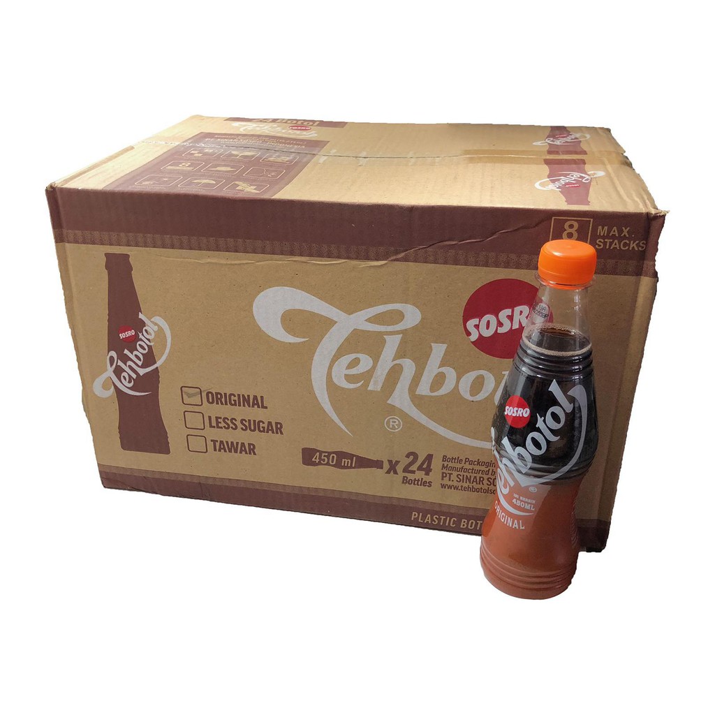 Teh Botol Sosro 450 ML Botol Plastik ( 1 katun isi 24 Botol ) | Shopee ...