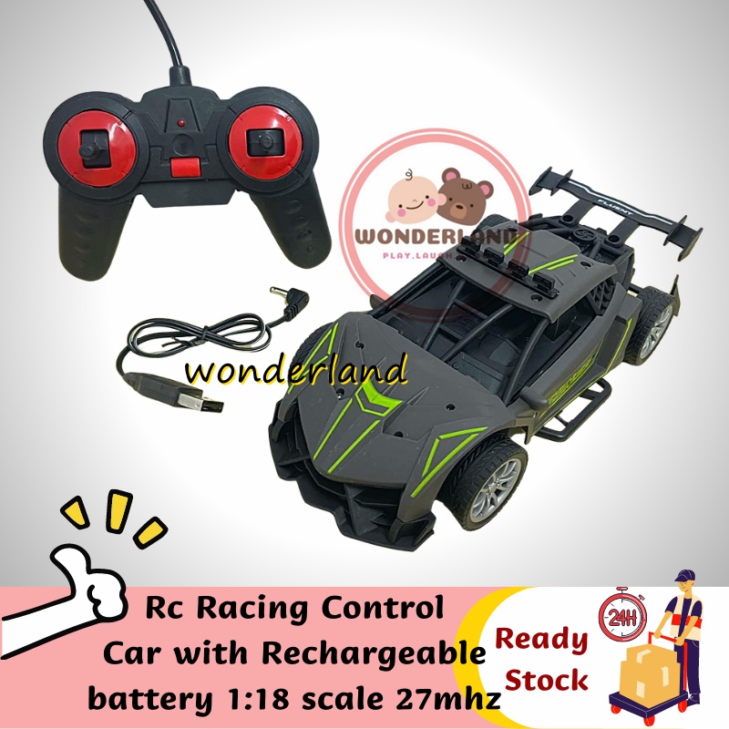 Rc Racing Control Car with Rechargeable battery 1:18 scale 27mhz Mainan ...