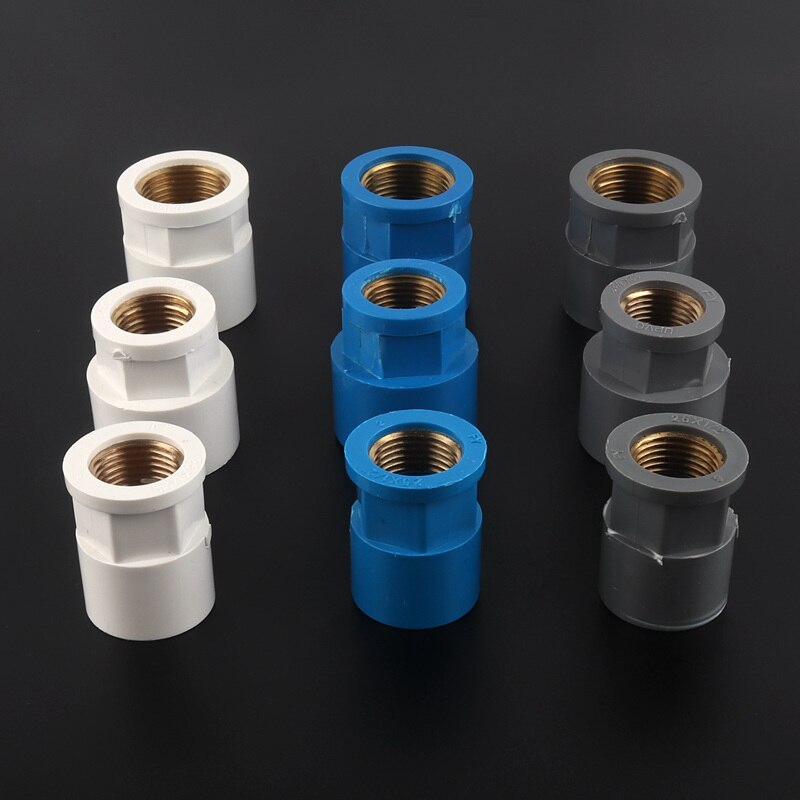 2pcs 1/2, 3/4Inch PVC Reducing Straight Connector Brass Female Thread ...