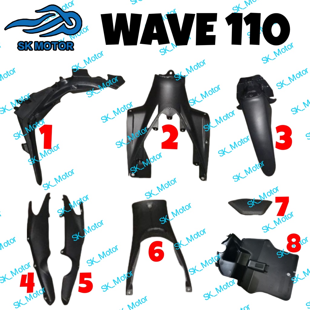 Honda WAVE110 WAVE 110 Original Inner Cover Full Set Kaver Hitam Body Rear Fender Front Center ...