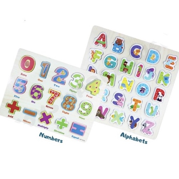 Brightly Coloured Wooden - Alphabet ABC, Numbers and Shapes - Perfect ...