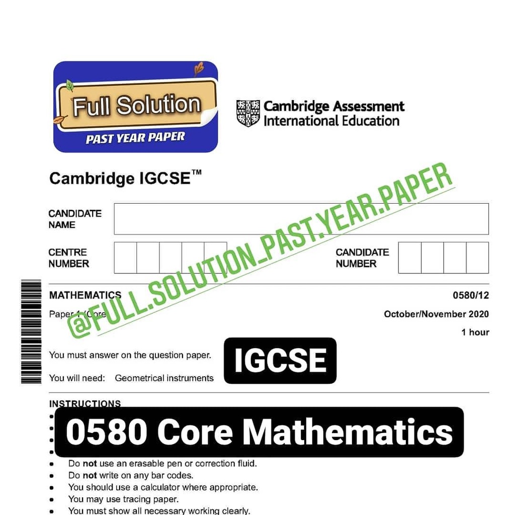 Cambridge Igcse 0580 Mathematics Past Year Beecost